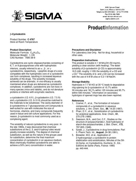Beta Cyclodextrin Pdf Solubility Chemistry