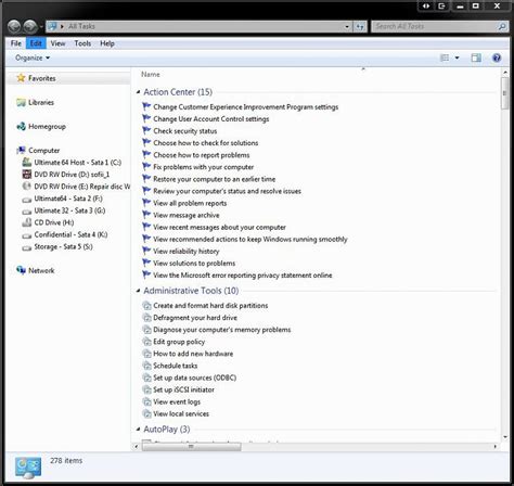 control panel all tasks list shortcut page 3 tutorials