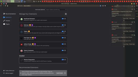 KDE Browser Integration Error And No Bug Log Available R Kde