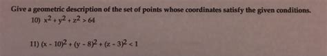 solved give a geometric description of the set of points