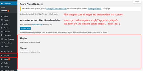 Hide Wordpress Pluginsthemes Update