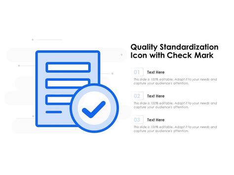 Quality Standardization Icon With Check Mark Powerpoint Shapes Powerpoint Slide Deck