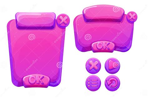 Set Jelly Fantasy Interface Template Game Menu And Setting Buttons In Cartoon Style Isolated On