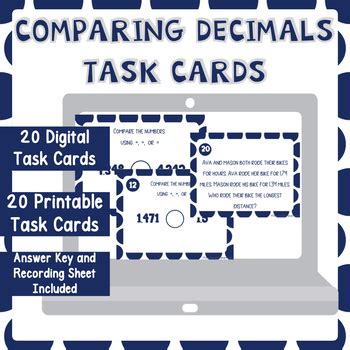Comparing Decimals Digital Task Cards Printable And Digital Included