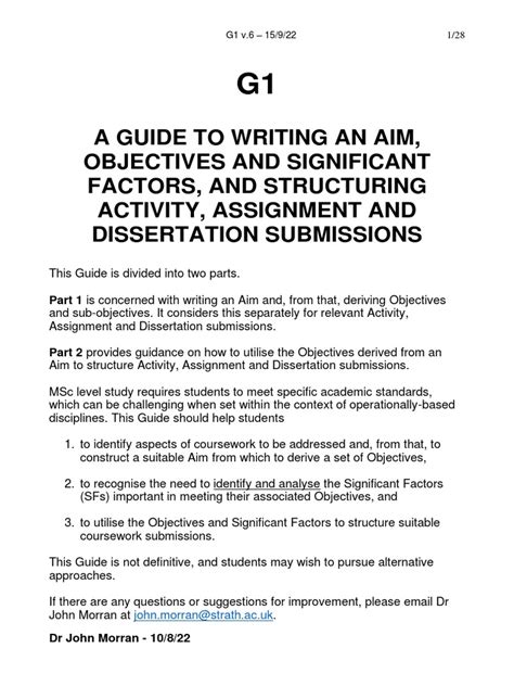 G1 A Guide To Writing Aim Objectives Sfs And Structuring Coursework V6 15 9 22 Download