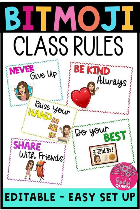 Classroom Rules Bitmoji Editable With Spanish Posters Bright Positive Classroom Rules Bitmoji Editable With Spanish Posters Bright Positive