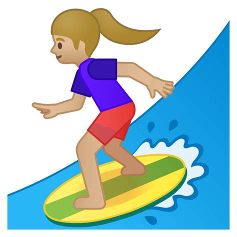 Woman Surfing Medium Light Skin Tone Icon Noto Emoji People Activity