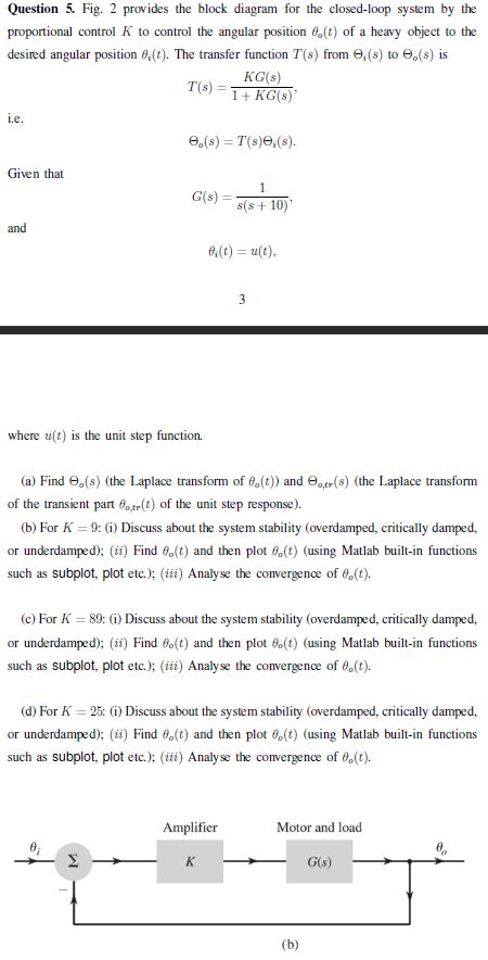 Solved Question Fig Provides The Block Diagram For The Chegg