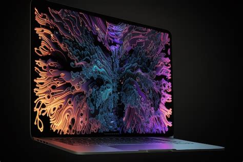 Premium AI Image A Laptop With A Purple Background With A Purple And Green Design