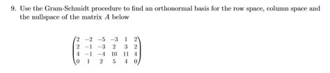 Solved Use The Gram Schmidt Procedure To Find An Chegg