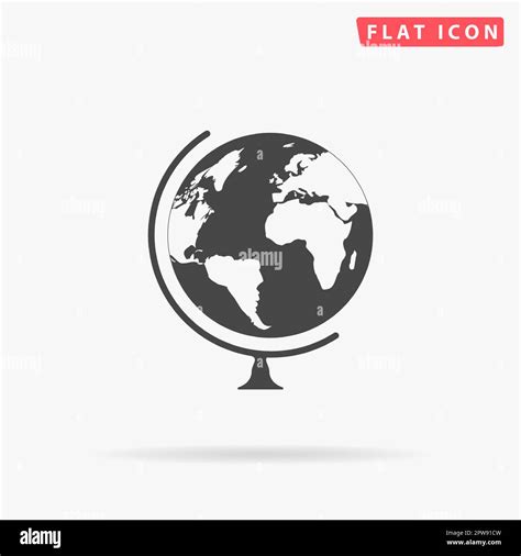 Globe Simple Flat Black Symbol With Shadow On White Background Vector
