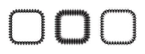 Three Decorative Frames In Black And White Spiky Jagged Border