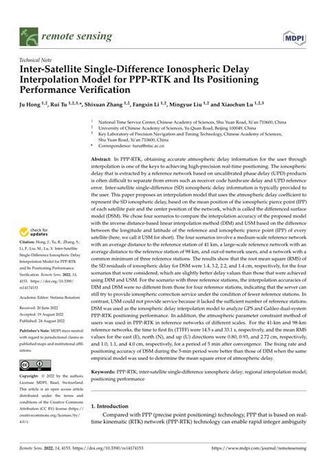 Pdf Inter Satellite Single Difference Ionospheric Delay Interpolation