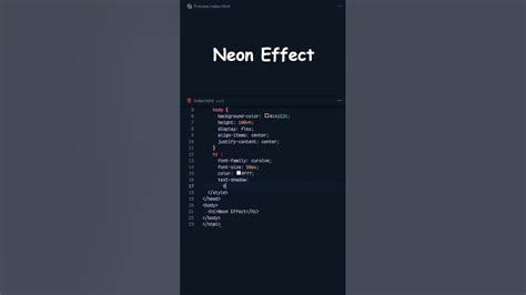 Neon Text Effect And Shadow Html Css Htmltutorial Text