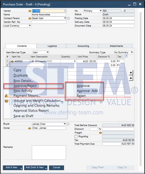 Faster Approval In Sap B1 With Right Click Feature