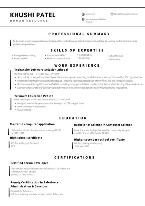 Khushi Patel On Linkedin Dedicated And Results Oriented Human Resources Professional With