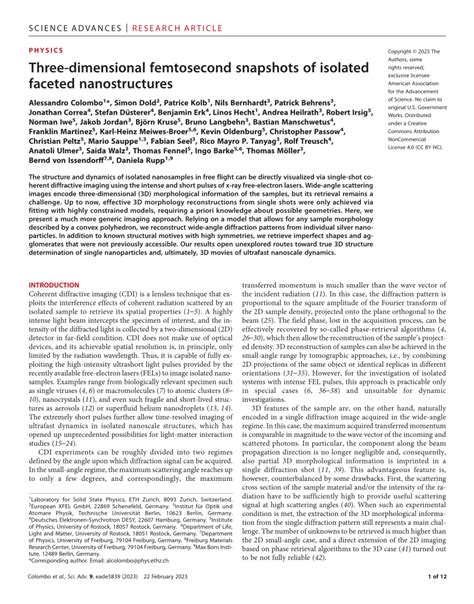 Pdf Three Dimensional Femtosecond Snapshots Of Isolated Faceted