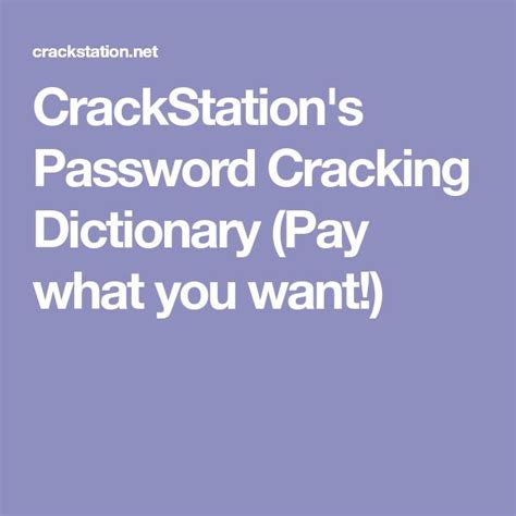 Crackstations Password Cracking Dictionary Pay What You Want