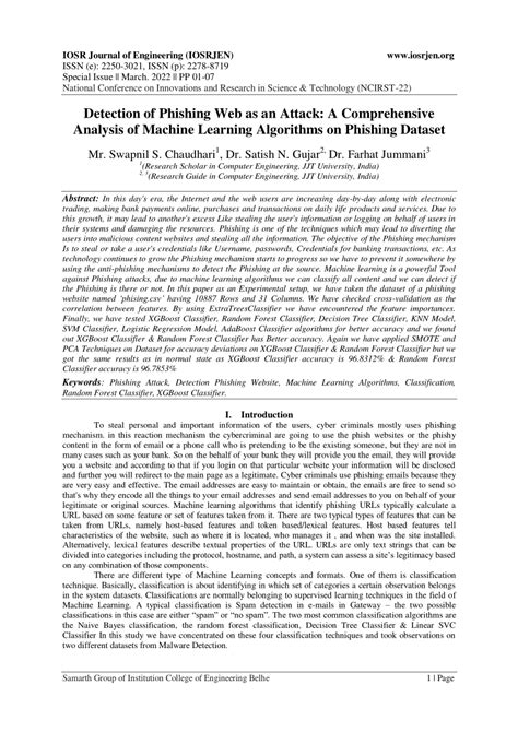 Pdf Detection Of Phishing Web As An Attack A Comprehensive Analysis