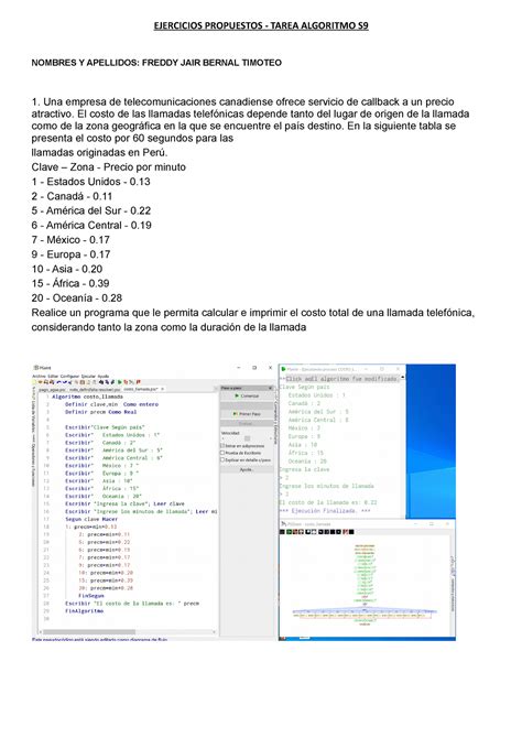 Tarea Algoritmo S9 EJ Propuestos EJERCICIOS PROPUESTOS TAREA ALGORITMO S NOMBRES Y