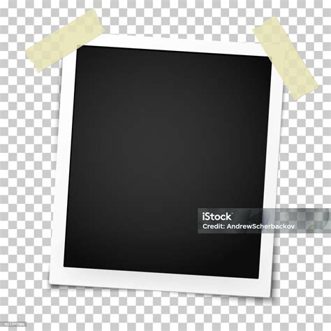 투명 한 배경에 스티커 테이프에 현실적인 벡터 사진 프레임 템플릿 사진 디자인입니다 0명에 대한 스톡 벡터 아트 및 기타 이미지