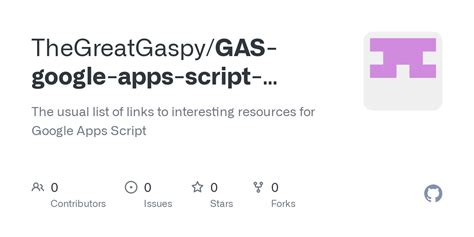 GitHub TheGreatGaspy GAS Google Apps Script Awesome List The Usual List Of Links To