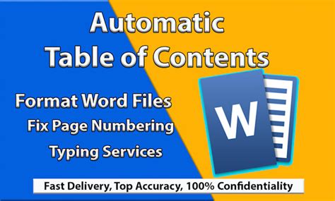 create automatic clickable table of contents format word file with