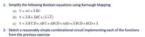 Solved 1 Simplify The Following Boolean Equations Using