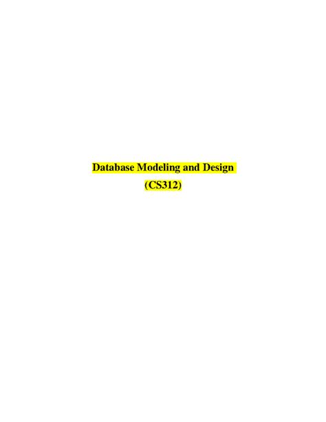 cs312 highlighted handouts database modeling and design cs312