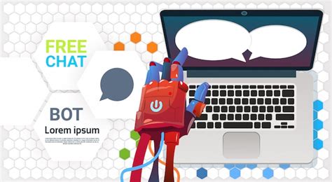 Premium Vector Chat Bot Hands Using Laptop Computer Robot Virtual