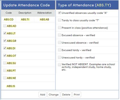 Absence Code Tables And Fields Aeries Software