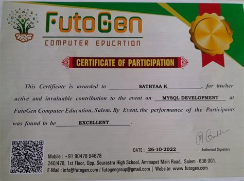 Sathyaa Kumarasamy On Linkedin I Am Glad To Inform That I Have Completed Internship In Msql