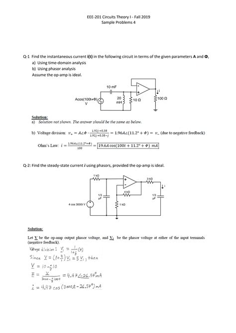 SOLUTION Circuits Theory Sample Problems With Solutions Studypool