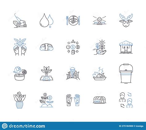 Farming Factory Outline Icons Collection Farming Factory Agriculture Crop Cultivation