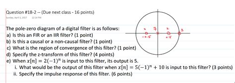 Solved The Pole Zero Diagram Of A Digital Filter Is As