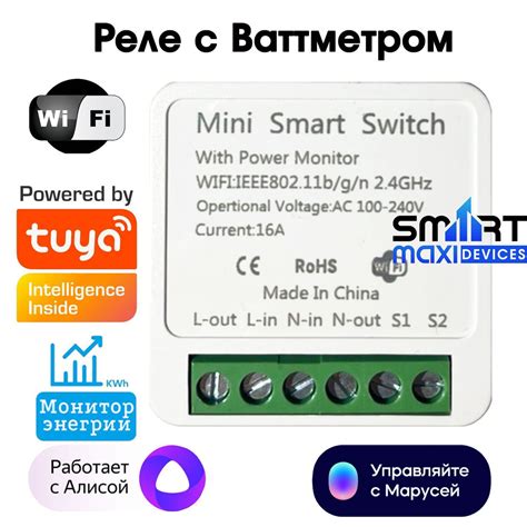Умное реле WiFi Tuya c Ваттметром и помощниками Туя, Яндекс Алиса ...