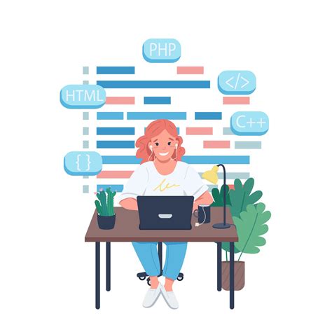 female programmer flat color vector detailed character 1815367 vector