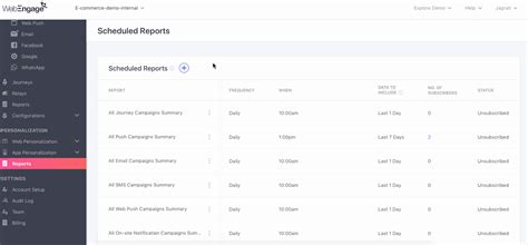 List Of Scheduled Reports