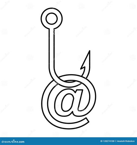 Phishing Email Icon Outline Style Stock Vector Illustration Of Hook
