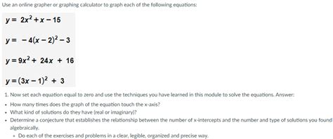 Use An Online Grapher Or Graphing Calculator To Graph Chegg