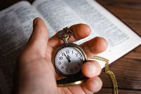 A Pocket Watch In The Hands Of A Man Stock Image Image Of Human Metal