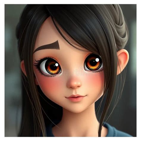 Cute Cartoon Girl With Big Eyes