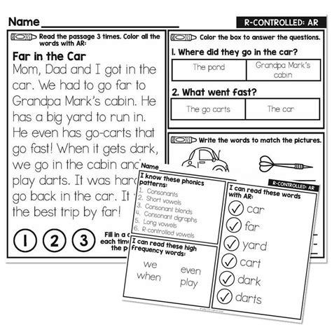 1st Grade Decodable Phonics Passage R Controlled Ar Lucky Little