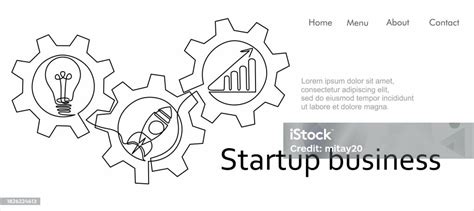 전구 로켓 발사 선박 및 그래프가 기어 내부로 올라가는 연속 선 그리기 연속 선화 스타트업 사업 벡터 일러스트 레이 션입니다