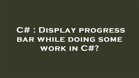C Display Progress Bar While Doing Some Work In C YouTube