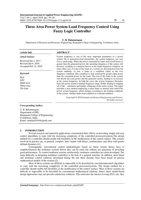 Pdf Three Area Power System Load Frequency Control Using Fuzzy Logic