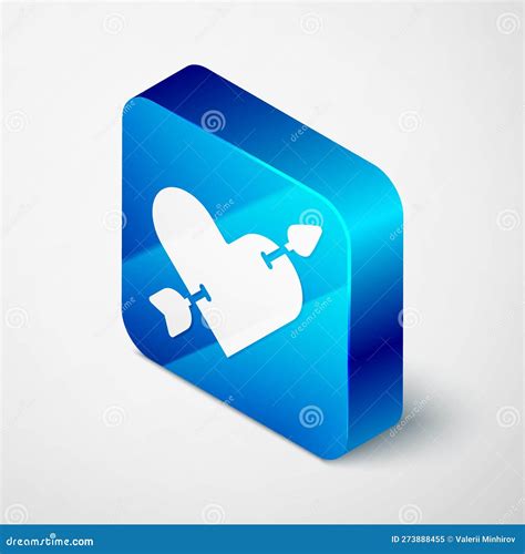 Isometric Amour Symbol With Heart And Arrow Icon Isolated On Blue Background Love Sign