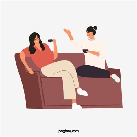 만화 손으로 그린 소파 음료 차 일러스트 레저 그림 만화 손으로 그린 여가 시간 Png 일러스트 및 Psd 이미지 무료