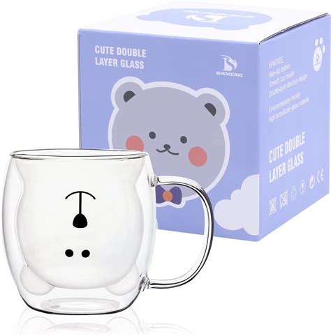 Shendong Cute Bear Mugs Bear Tea And Coffee Cup With Handle 8 5oz Milk