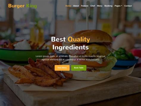 Free Htmlcss Templates For Downloading Burger King Free Html